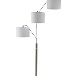 SH Lighting 83.5" Arc Tree Floor Lamp - Featrue 3 Hanging White Drum Fabric Shade with Adjustable Swing Arm and Marable Base - Great for Living Rooms, Bedrooms, or Arching Over Couches - 6949SN