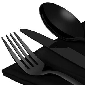 Black Silverware Set, Aisoso 20 Piece Stainless Steel Flatware Cutlery Set Service for 4, Include Knife Fork Spoon, Stylish Mirror Finish, Dishwasher Safe Perfect for Home Kitchen Restaurant