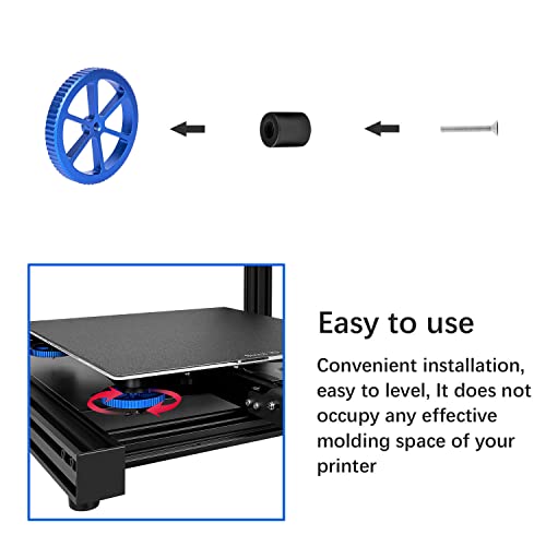 Sovol Upgraded 4pcs Aluminum Hand Twist Leveling Nut & 8pcs Heatbed Silicone Leveling Column Mounts for SV01/SV02/SV03/SV04, Ender 3/3 Pro/3 V2, Ender 5/5 Plus/5 Pro, CR-10, CR10S/10S Pro 3D Printer