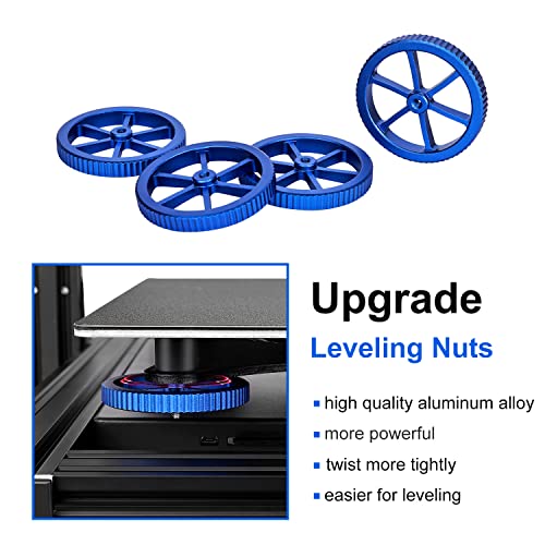 Sovol Upgraded 4pcs Aluminum Hand Twist Leveling Nut & 8pcs Heatbed Silicone Leveling Column Mounts for SV01/SV02/SV03/SV04, Ender 3/3 Pro/3 V2, Ender 5/5 Plus/5 Pro, CR-10, CR10S/10S Pro 3D Printer