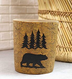 ebros wildlife rustic black bear roaming pine trees forest silhouette bathroom accent resin figurine accessories western country cabin lodge decorative (waste basket trash bin)