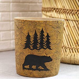 Ebros Wildlife Rustic Black Bear Roaming Pine Trees Forest Silhouette Bathroom Accent Resin Figurine Accessories Western Country Cabin Lodge Decorative (Waste Basket Trash Bin)