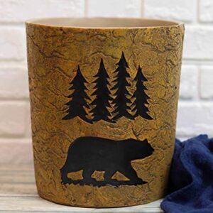 Ebros Wildlife Rustic Black Bear Roaming Pine Trees Forest Silhouette Bathroom Accent Resin Figurine Accessories Western Country Cabin Lodge Decorative (Waste Basket Trash Bin)