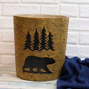 Ebros Wildlife Rustic Black Bear Roaming Pine Trees Forest Silhouette Bathroom Accent Resin Figurine Accessories Western Country Cabin Lodge Decorative (Waste Basket Trash Bin)