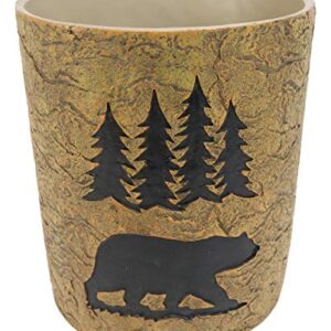 Ebros Wildlife Rustic Black Bear Roaming Pine Trees Forest Silhouette Bathroom Accent Resin Figurine Accessories Western Country Cabin Lodge Decorative (Waste Basket Trash Bin)