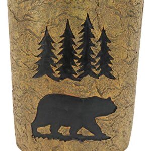 Ebros Wildlife Rustic Black Bear Roaming Pine Trees Forest Silhouette Bathroom Accent Resin Figurine Accessories Western Country Cabin Lodge Decorative (Waste Basket Trash Bin)