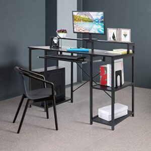 Celiy Modern Computer Desk with Storage Shelves Home Learning Desk Workstation Black