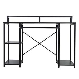 Celiy Modern Computer Desk with Storage Shelves Home Learning Desk Workstation Black