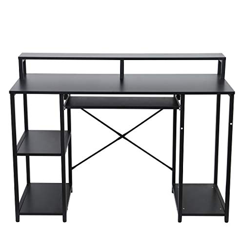 Celiy Modern Computer Desk with Storage Shelves Home Learning Desk Workstation Black