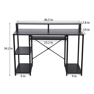 Celiy Modern Computer Desk with Storage Shelves Home Learning Desk Workstation Black