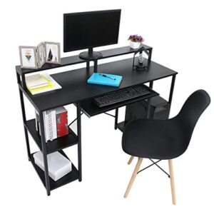 Celiy Modern Computer Desk with Storage Shelves Home Learning Desk Workstation Black