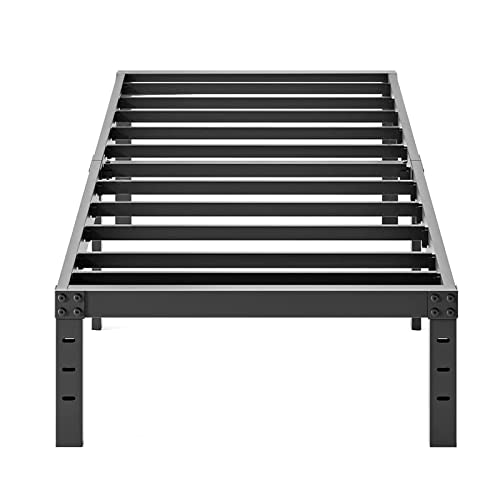 COMASACH Twin Size Bed Frame 16" Tall Heavy Duty, Metal Platform Bed Frame,Sturdy Steel Frame,Support up to 3500lbs,No Box Spring Needed,Noise-Free,Easy Assembly