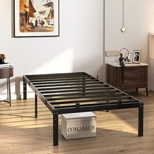 COMASACH Twin Size Bed Frame 16" Tall Heavy Duty, Metal Platform Bed Frame,Sturdy Steel Frame,Support up to 3500lbs,No Box Spring Needed,Noise-Free,Easy Assembly