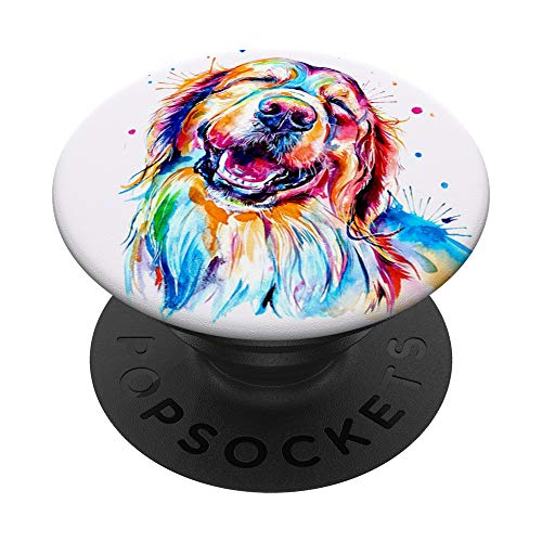 Golden retriever smiling watercolor PopSockets PopGrip: Swappable Grip for Phones & Tablets