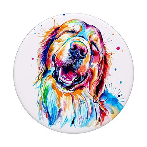 Golden retriever smiling watercolor PopSockets PopGrip: Swappable Grip for Phones & Tablets