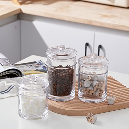 KMwares 3PC Set Premium Quality Glass Bathroom Canisters, Apothecary Jars, Storage Containers with Airtight Glass Lid and Wide Mouth (13/18/24 oz)