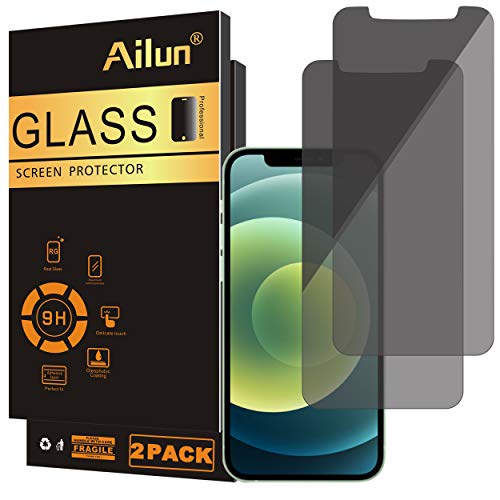 Ailun Privacy Screen Protector for iPhone 12/iPhone 12 Pro 2020 6.1 Inch 2 Pack Anti Spy Private Case Friendly, Tempered Glass [Black][2 Pack]