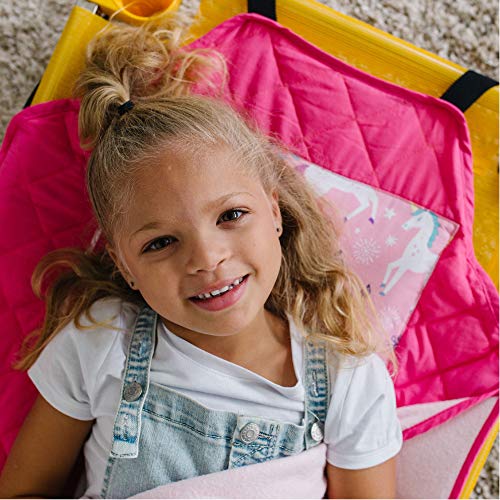 Wildkin Kids Modern Nap Mat with Reusable Pillow for Boys & Girls, Perfect for Elementary Sleeping Mat, Features Elastic Corner Straps, Soft Cotton Blend Materials Nap Mat for Kids (Magical Unicorns)