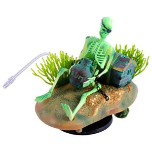 popetpop aquarium ornament pirate skeleton decoration skull fish tank decor cave for hiding betta fish accessories