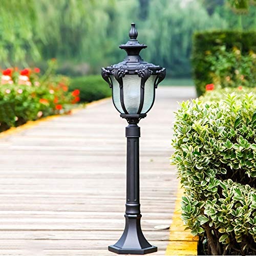 XXINY 79cm European-Style Aluminum Outdoor Lawn Lamp Garden Lamp Column Lamp Antique Lamp Post Porch Patio Pillar Lamp Street Stigma Floor Lamp (Color : Black)