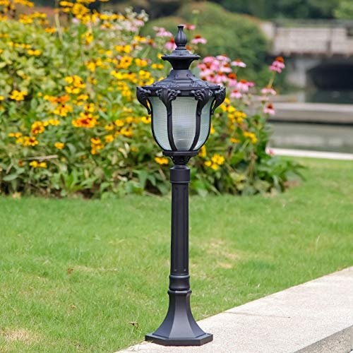 XXINY 79cm European-Style Aluminum Outdoor Lawn Lamp Garden Lamp Column Lamp Antique Lamp Post Porch Patio Pillar Lamp Street Stigma Floor Lamp (Color : Black)