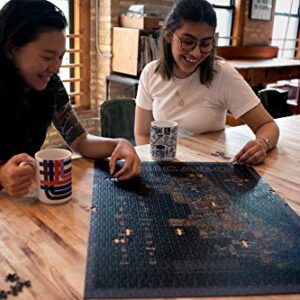 Neon Neighborhood Map of Chicago Puzzles - Puzzles for Adults 1000 Piece | Chicago Gift | Chicago Map