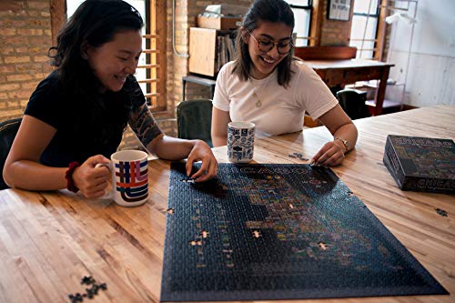 Neon Neighborhood Map of Chicago Puzzles - Puzzles for Adults 1000 Piece | Chicago Gift | Chicago Map