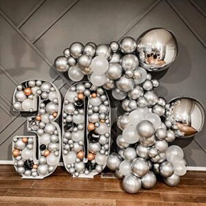 12Inch Chrome Metallic Silver Balloons for Party 50 Pcs Thick Latex Balloons for Party Decorations (Silver)