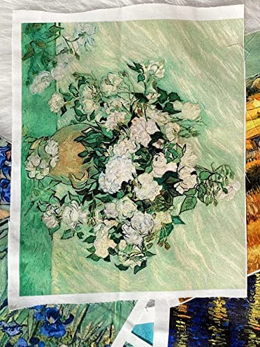 7 pcs of 20x25cm Cotton Twill Fabric Printed Painting of Van Gogh Cotton Twill Fabric for Sewing,Twill Fabric for Making Bags, Quilting,Wall Decor,Cotton DIY Sewing Materials Fabric