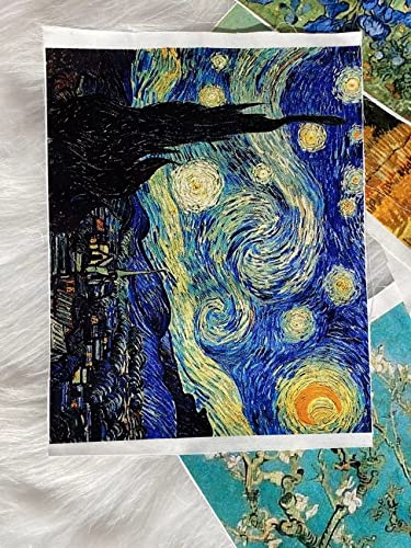 7 pcs of 20x25cm Cotton Twill Fabric Printed Painting of Van Gogh Cotton Twill Fabric for Sewing,Twill Fabric for Making Bags, Quilting,Wall Decor,Cotton DIY Sewing Materials Fabric