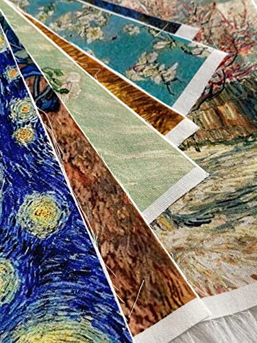 7 pcs of 20x25cm Cotton Twill Fabric Printed Painting of Van Gogh Cotton Twill Fabric for Sewing,Twill Fabric for Making Bags, Quilting,Wall Decor,Cotton DIY Sewing Materials Fabric