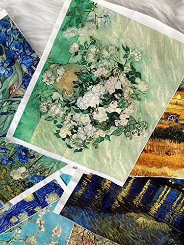 7 pcs of 20x25cm Cotton Twill Fabric Printed Painting of Van Gogh Cotton Twill Fabric for Sewing,Twill Fabric for Making Bags, Quilting,Wall Decor,Cotton DIY Sewing Materials Fabric