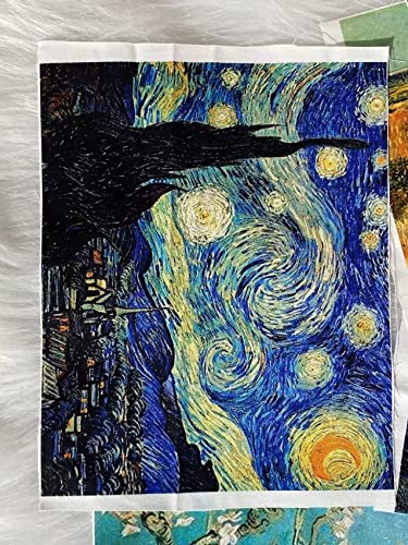 7 pcs of 20x25cm Cotton Twill Fabric Printed Painting of Van Gogh Cotton Twill Fabric for Sewing,Twill Fabric for Making Bags, Quilting,Wall Decor,Cotton DIY Sewing Materials Fabric