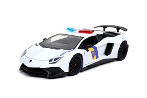 jada toys hyperspec 1:24 lamborghini aventador sv state police die-cast car, toys for kids and adults