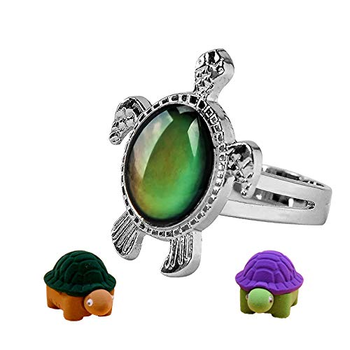 Viseaga Mood Ring for Kids Adjustable Size Girls and Boys Color Changing Mood Rings (Adjustable, Turtle)