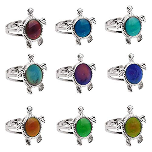 Viseaga Mood Ring for Kids Adjustable Size Girls and Boys Color Changing Mood Rings (Adjustable, Turtle)