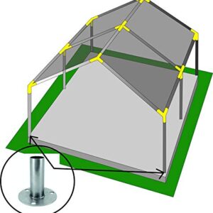 INS Import Canopy Fittings Kit 1 3/8" High Peak Frame Carport Connectors, Full Set for 6, 8, 10 Legs, Choose Size (Foot Pads)