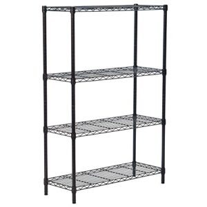 wei wei global 4-tier metal wire shelving unit, nsf certified adjustable utility storage standing rack organizer cabinet for garage laundry bathroom kitchen closet-35 l x 14" w x 47" h, black