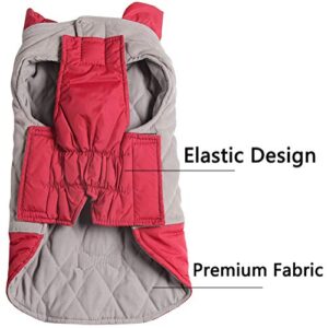 Vecomfy Reversible Dog Coats for Small Dogs Waterproof Warm Dog Jacket for Cold Winter,Red and Grey M