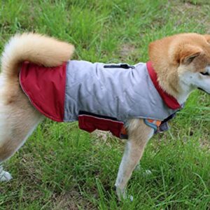 Vecomfy Reversible Dog Coats for Small Dogs Waterproof Warm Dog Jacket for Cold Winter,Red and Grey M