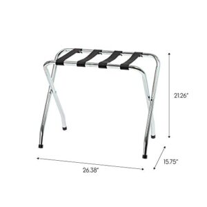 IRIS USA Steel Folding Foldable Luggage Rack Suitcase Stand Shelf, Space Saving for Guest Room, Bedroom, Hotel, Holds up to 110 lbs, Chrome Silver