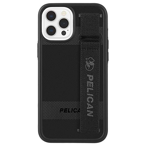 Pelican Protector Sling Series - iPhone 12 / iPhone 12 Pro Case [15ft MIL-Grade Drop Protection] [Wireless Charging Compatible] Heavy Duty Case Cover For iPhone 12 Pro / 12 With HAnd Strap - Black