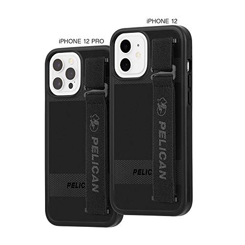 Pelican Protector Sling Series - iPhone 12 / iPhone 12 Pro Case [15ft MIL-Grade Drop Protection] [Wireless Charging Compatible] Heavy Duty Case Cover For iPhone 12 Pro / 12 With HAnd Strap - Black