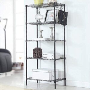 5 Tier Wire Shelving Metal Storage Shelves Heavy Duty Adjustable Shelf Standing for Laundry Bathroom Kitchen Pantry Closet 22"x12"x60" (Black1)