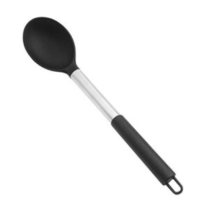 kufung silicone spoon, stainless steel handle seamless & nonstick kitchen ladles, bpa-free & heat resistant up to 480°f, silicone heat resistant non-stick kitchen cooking utensils baking tool (black)