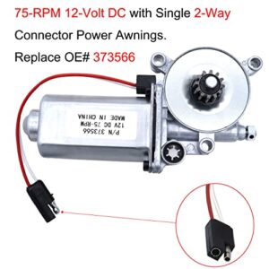 373566 RV Power Awning Replacement Universal Motor 75-RPM 12-Volt DC with Single 2-Way Connector Power Awnings Compatible with Solera Power Awnings Motor