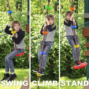 Unicam Climbing Rope Tree Swing for Kids with Platforms and Disc Swings Seat, Playground Swing Set, Outdoor Play Toys, Children Trees House Swing, with Carabiner and Strap Kit