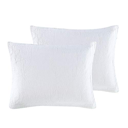 Tommy Bahama Home | Costa Sera Collection | 100% Soft Brushed Cotton, Pre-Washed for Softness, 2-Pack King Sham Set for Bedroom Décor, 21" x 37", White