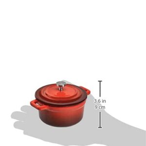 AmazonCommercial Enameled Cast Iron Covered Mini Cocotte, 10.3-Ounce, Red