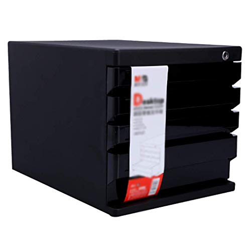 QNN Desktop File Cabinets Desktop Storage Box Office Furniture Archive Cabinet 4 Drawers Plastic with Drawer, High Capacity Can Store A4 Files,B